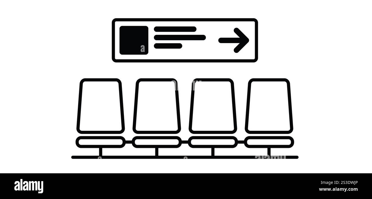 Cartoon waiting room icon. Doctor, office, patient waiting room with ...