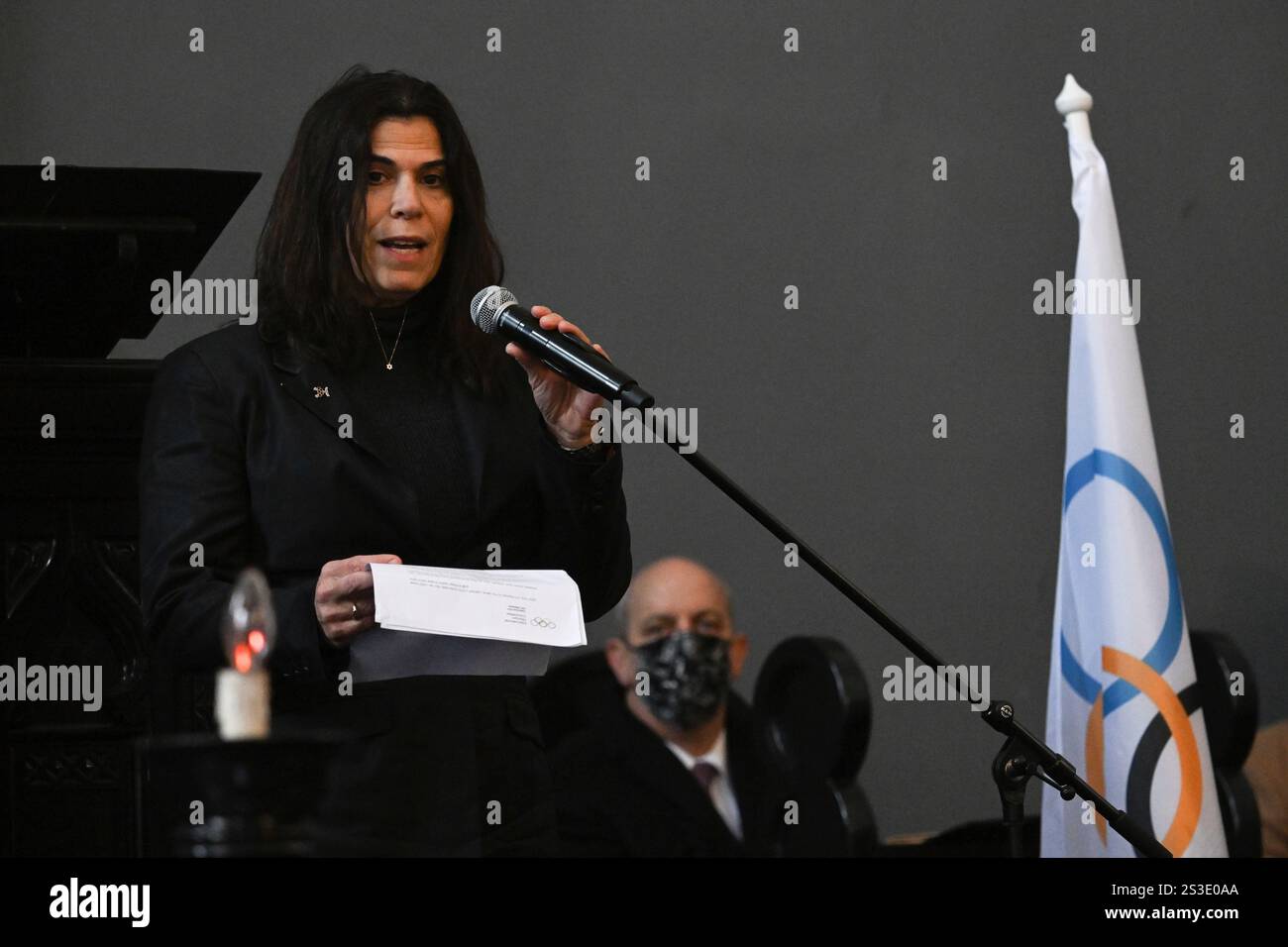 Yael Arad, President of the Israeli Olympic Committee speaks during the ...