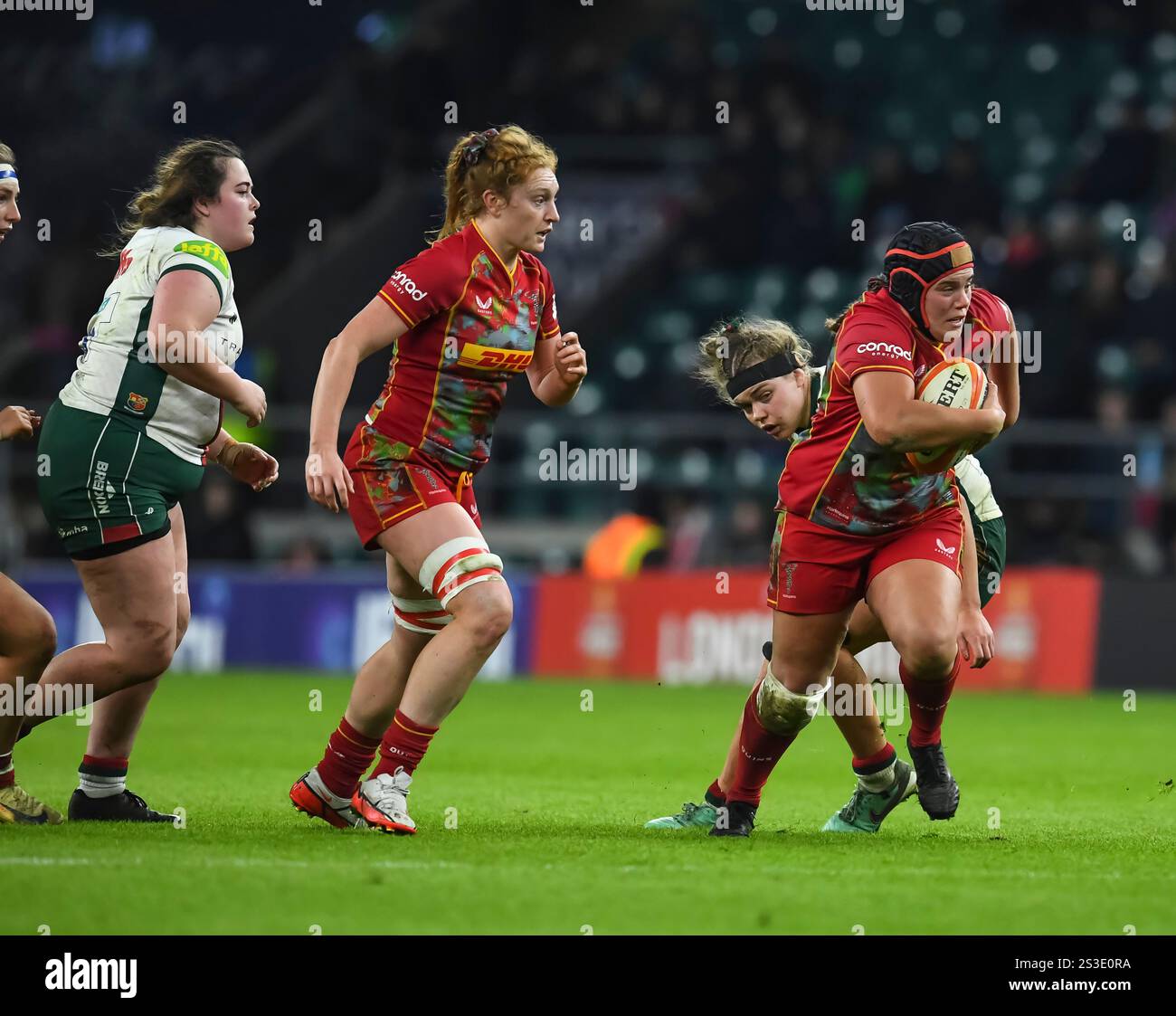 Carys Phillips of Harlequins in action during the Premiership Women's ...