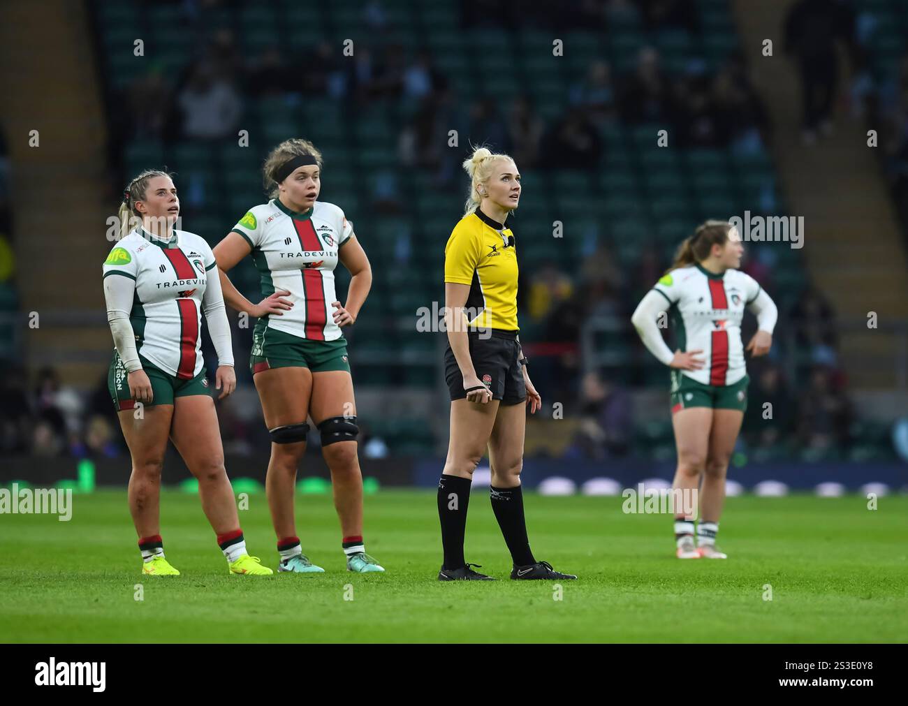Hooy Wood referee during the Premiership Women's Rugby match between ...