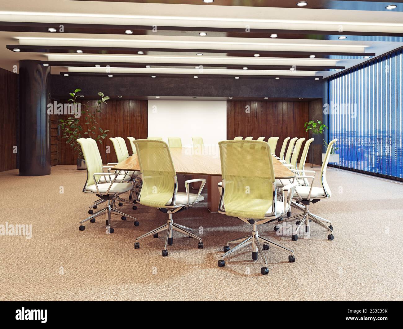 contemporary office interior. conference room concept. 3D rendering ...