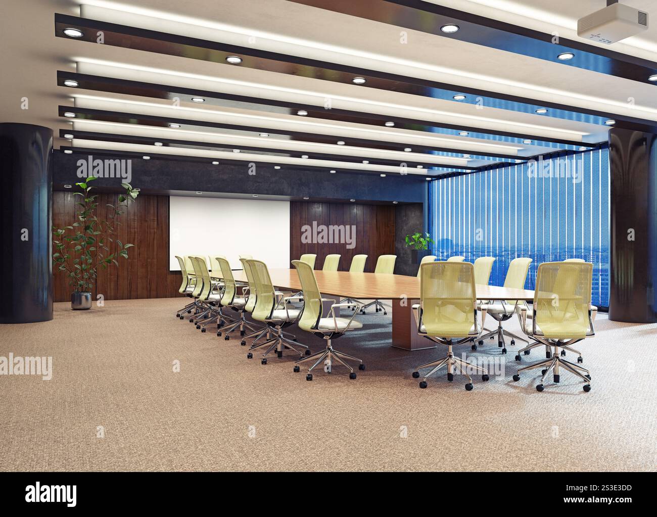 contemporary office interior. conference room concept. 3D rendering ...
