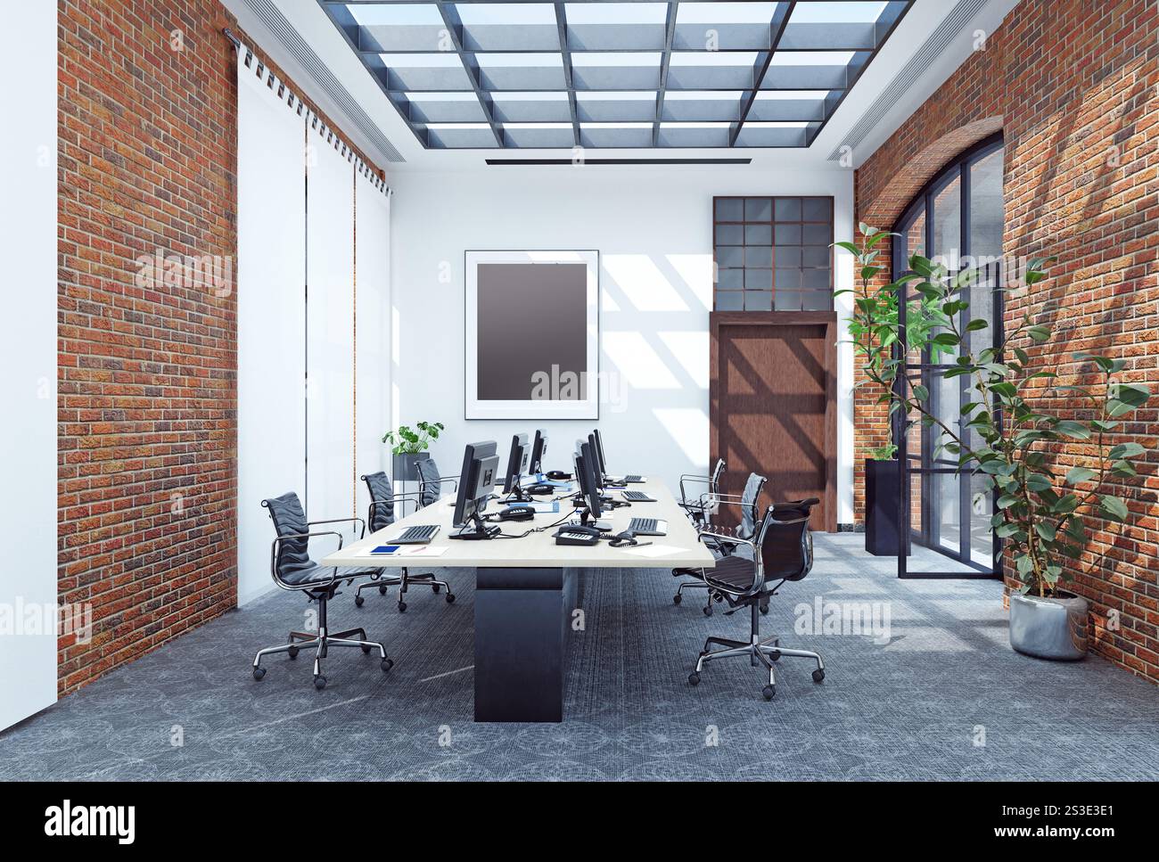 Modern office interior design concept. 3d rendering design Stock Photo ...