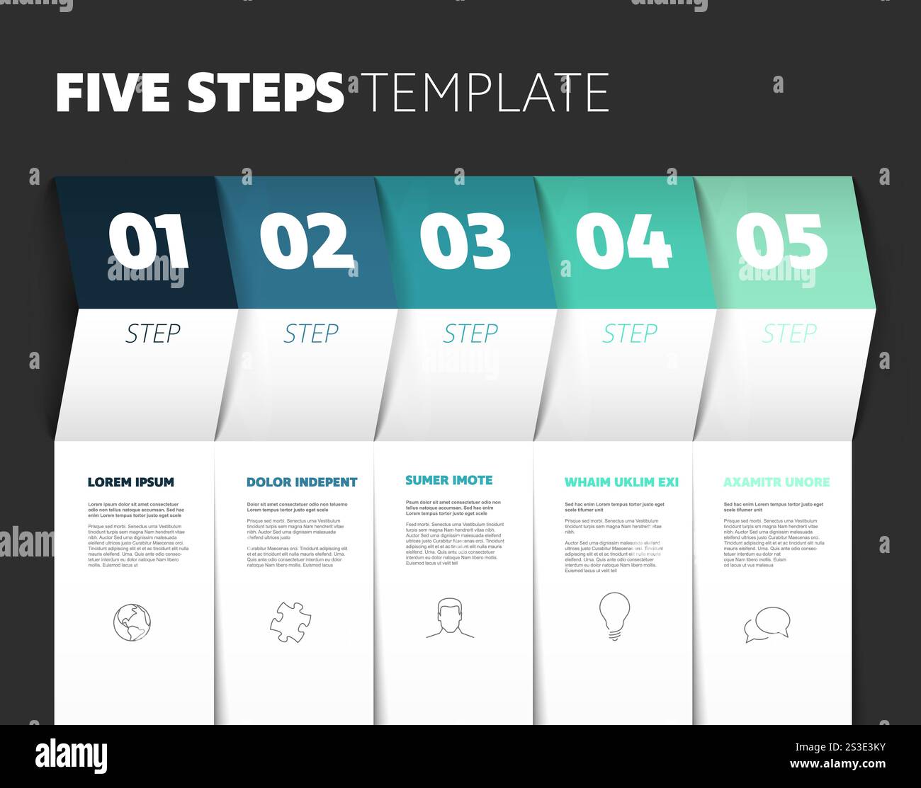 Five steps progress process infographic layout template with big ...