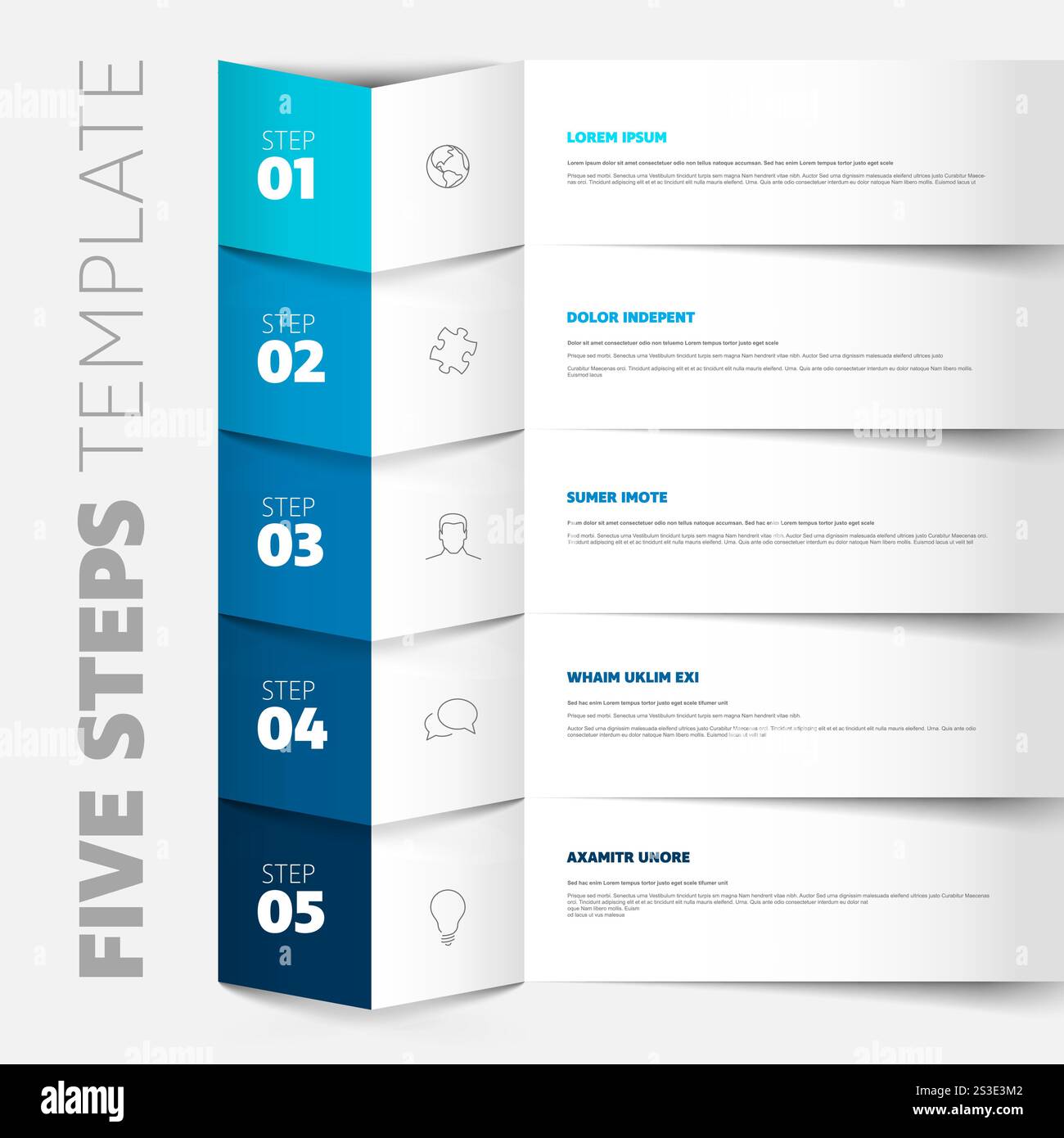 Five steps progress process infographic layout template with big ...