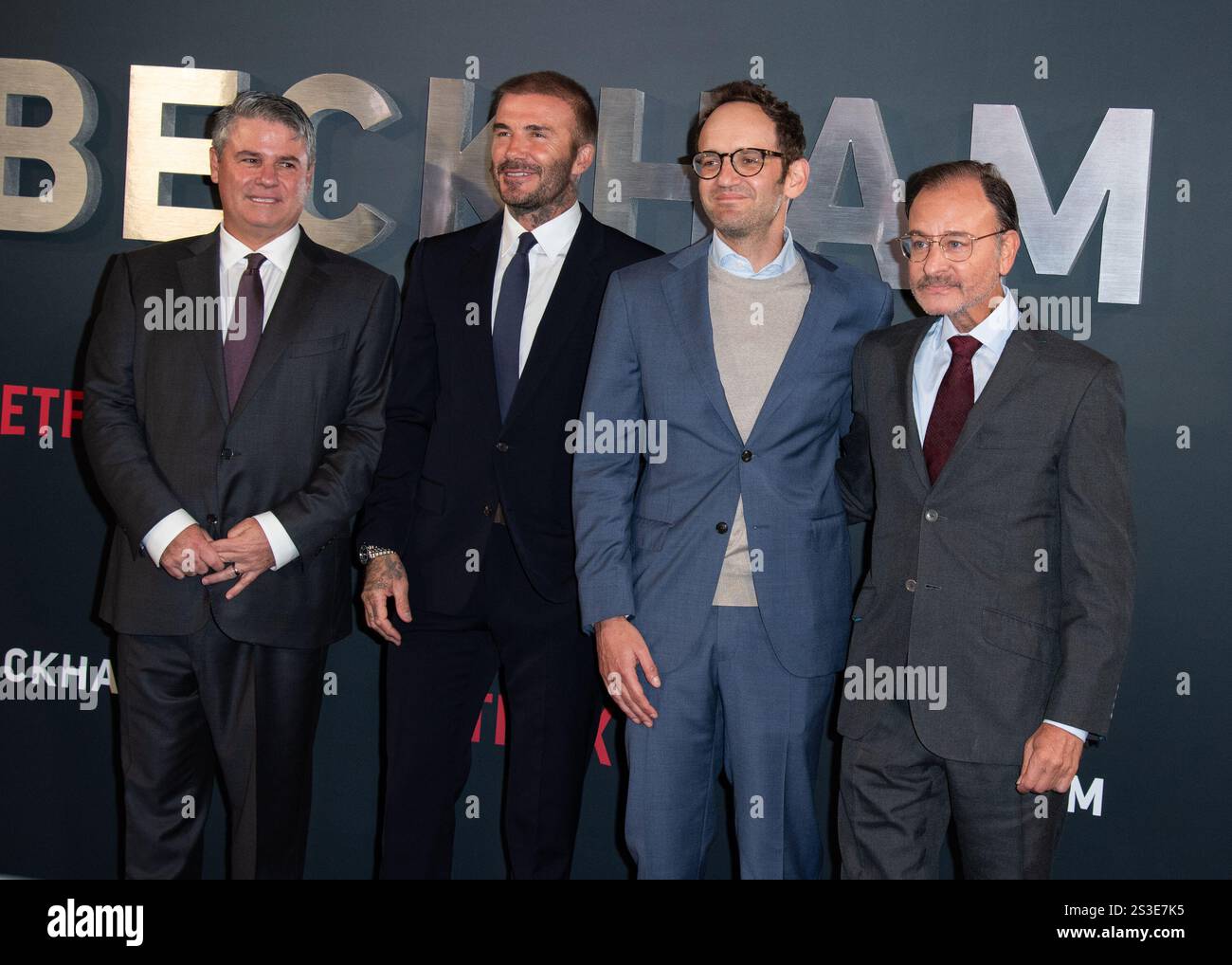 Adam Del Deo, David Beckham, Gabe Splitzer and Fisher Stevens attends ‘ Beckham ‘ Premiere at ...