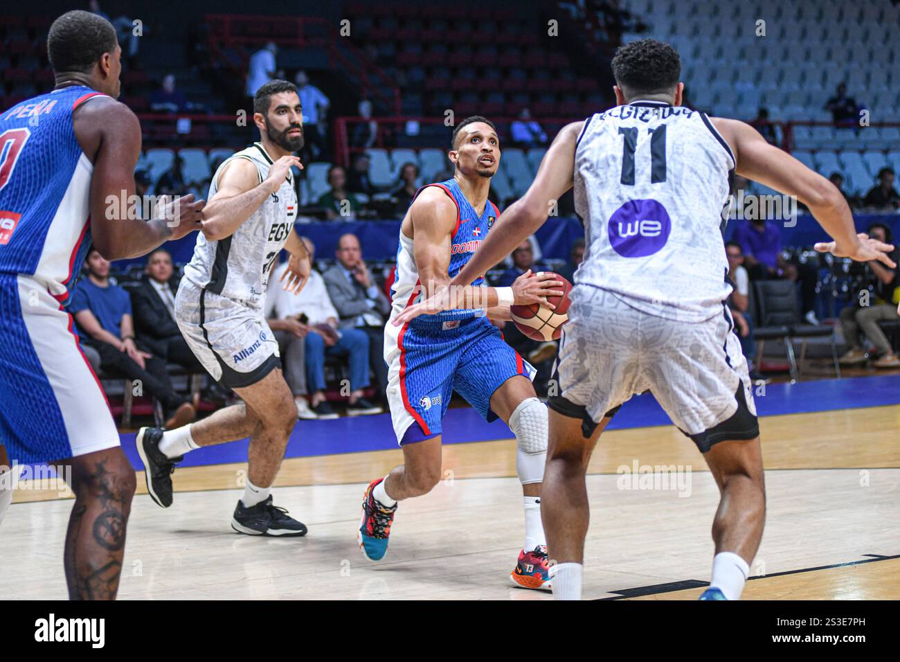 Adris de Leon (Dominican Republic) against Egypt. FIBA Olympic Qualifying Tournament. Piraeus ...