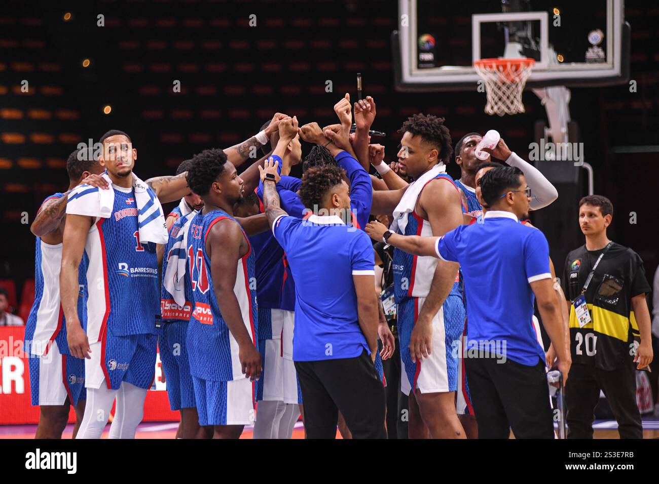 Dominican Republic basketball team celebrating the win over Egypt. FIBA ...