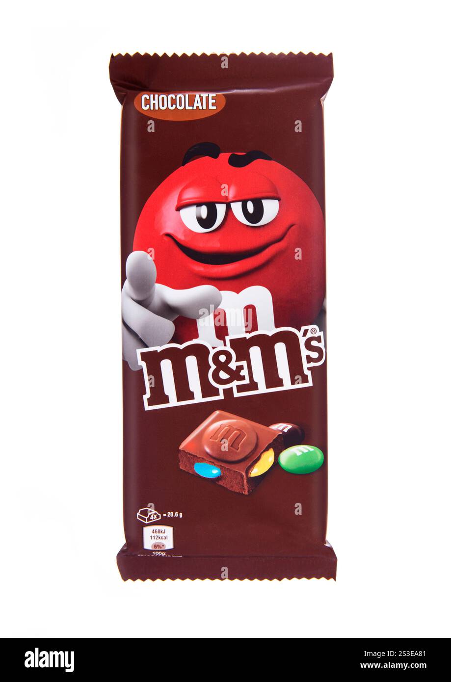 LONDON, UK - JANUARY 10, 2025: Large brown M&M'S chocolate bar with ...
