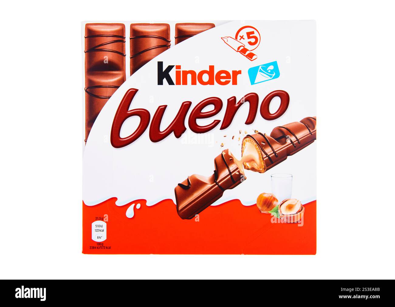 LONDON, UK - JANUARY 05, 2025: Box of Kinder Bueno wafer stick with ...