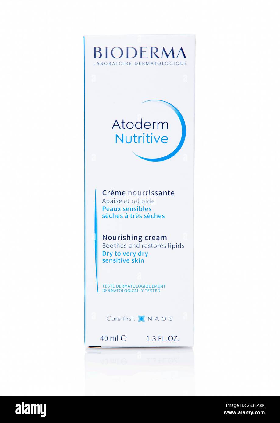 LONDON, UK - DECEMBER 10, 2024: Box of Bioderma Atoderm Nutritive dry ...