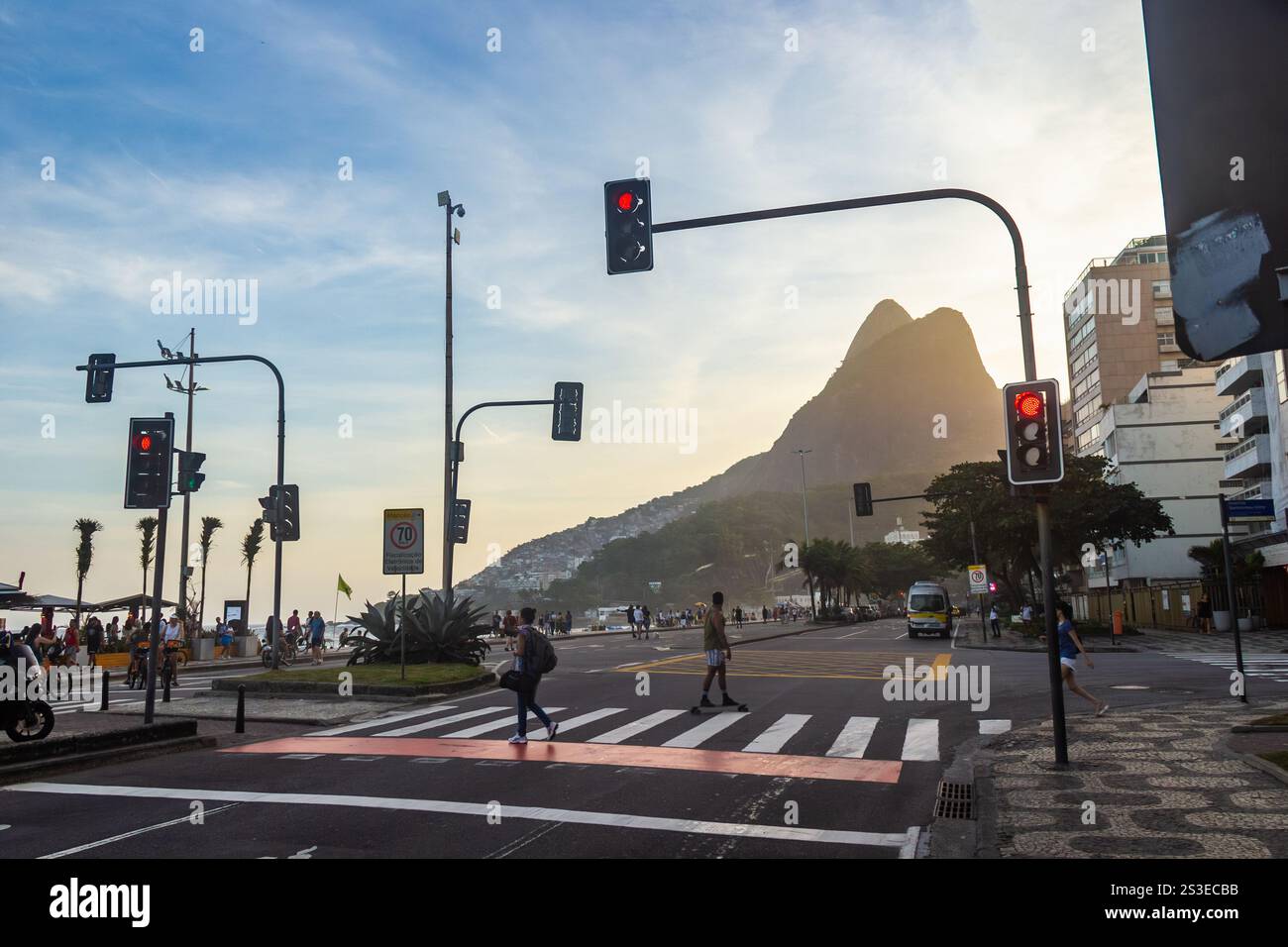 Stop Light at Vieira Souto Ave. at Leblon, Ipanema - Rio de Janeiro ...