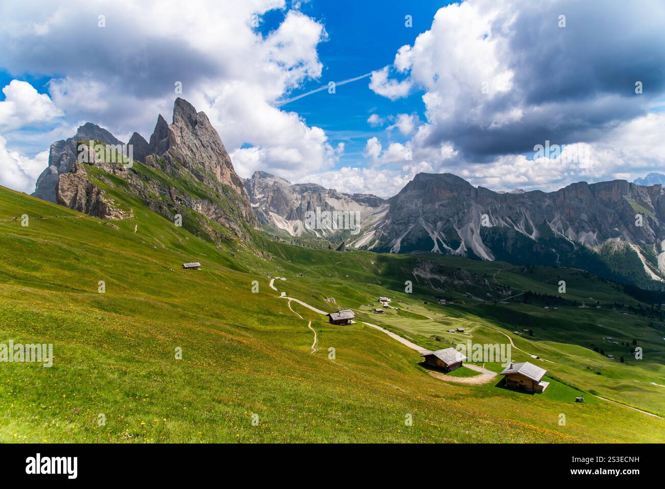 The beautiful peak of Mount Seceda in the Dolomites in Tyrol Stock ...