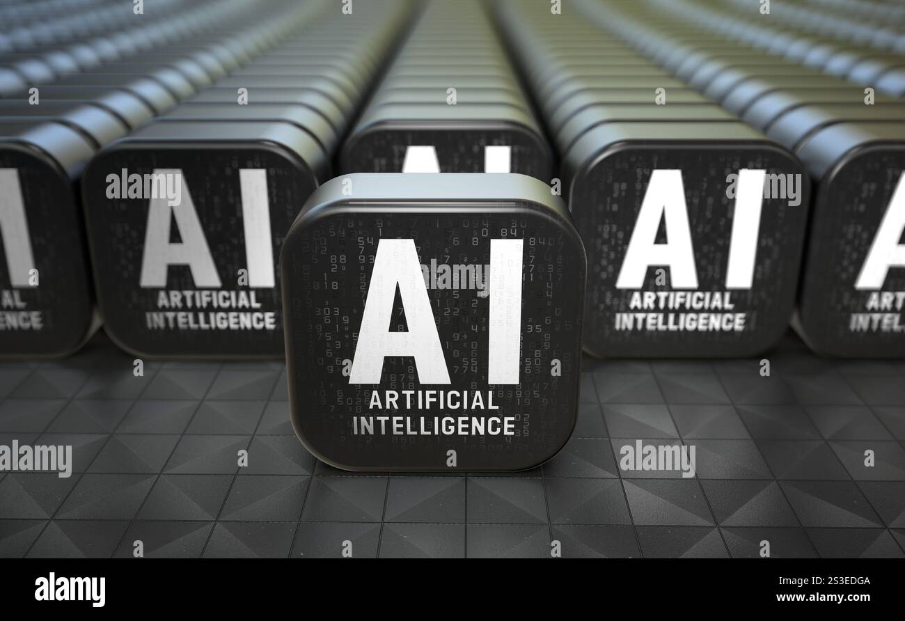 AI, Artificial Intelligence, Social Media Concept. 3D Visual Design ...