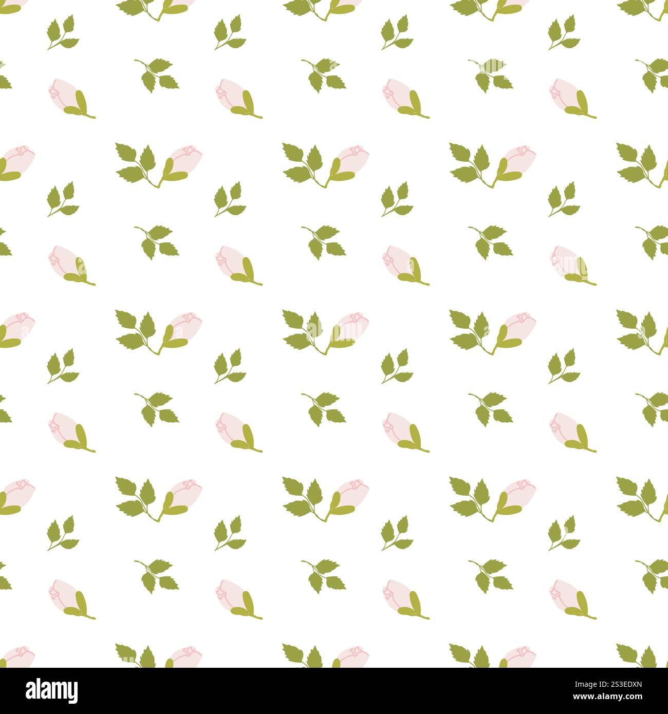 Seamless floral pattern with pink roses and green leaves on white ...