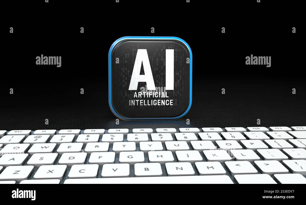 AI, Artificial Intelligence, Social Media Concept. 3D Visual Design ...