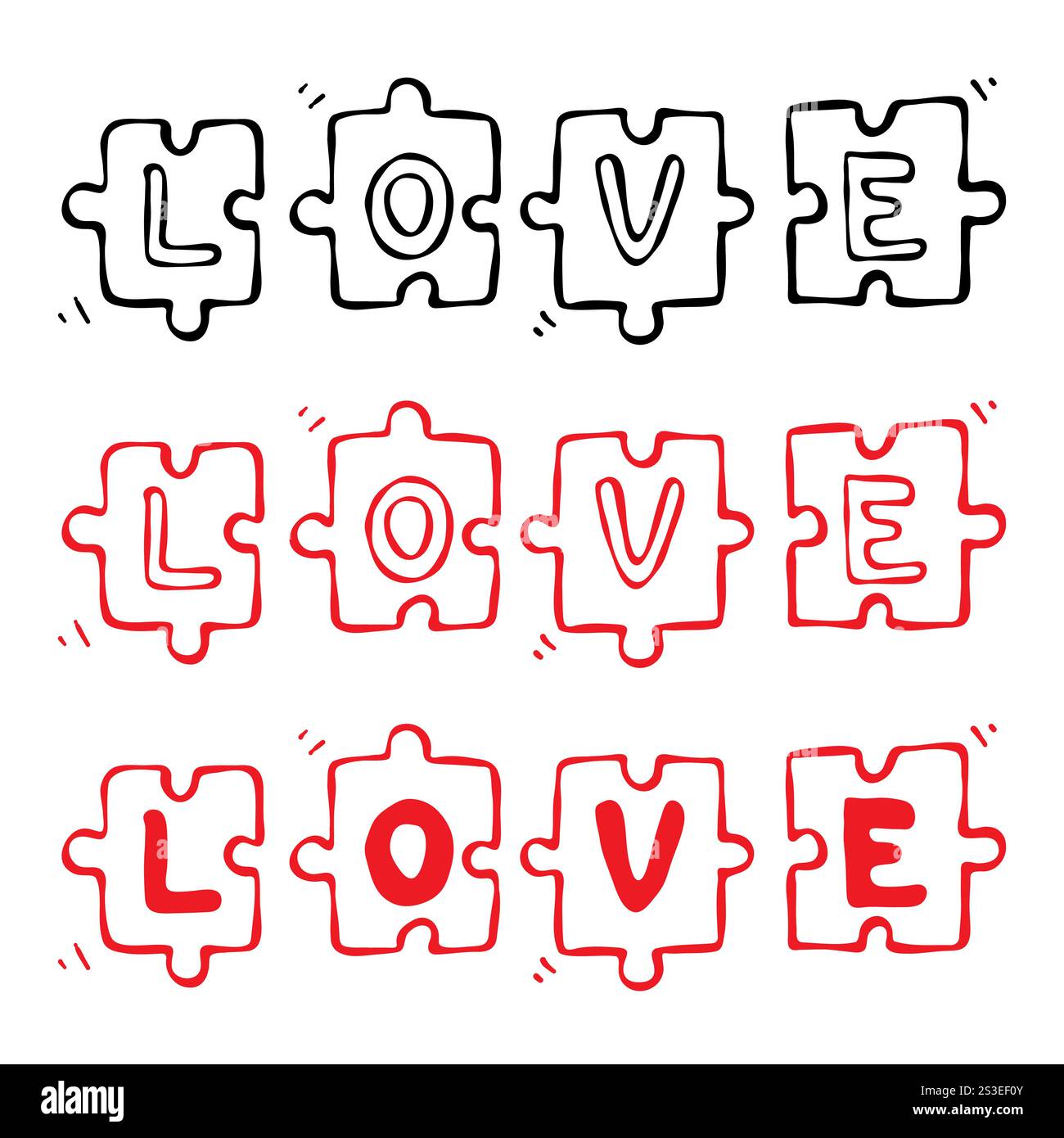 Hand drawn puzzle pieces Cut Out Stock Images & Pictures - Alamy