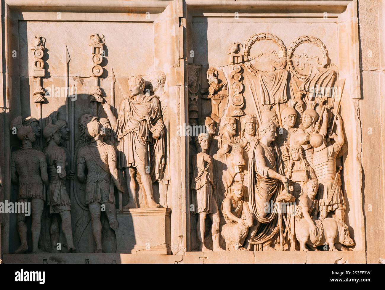 Rome, Italy. Details Of Arch Of Constantine. Statue And Bas-relief On ...