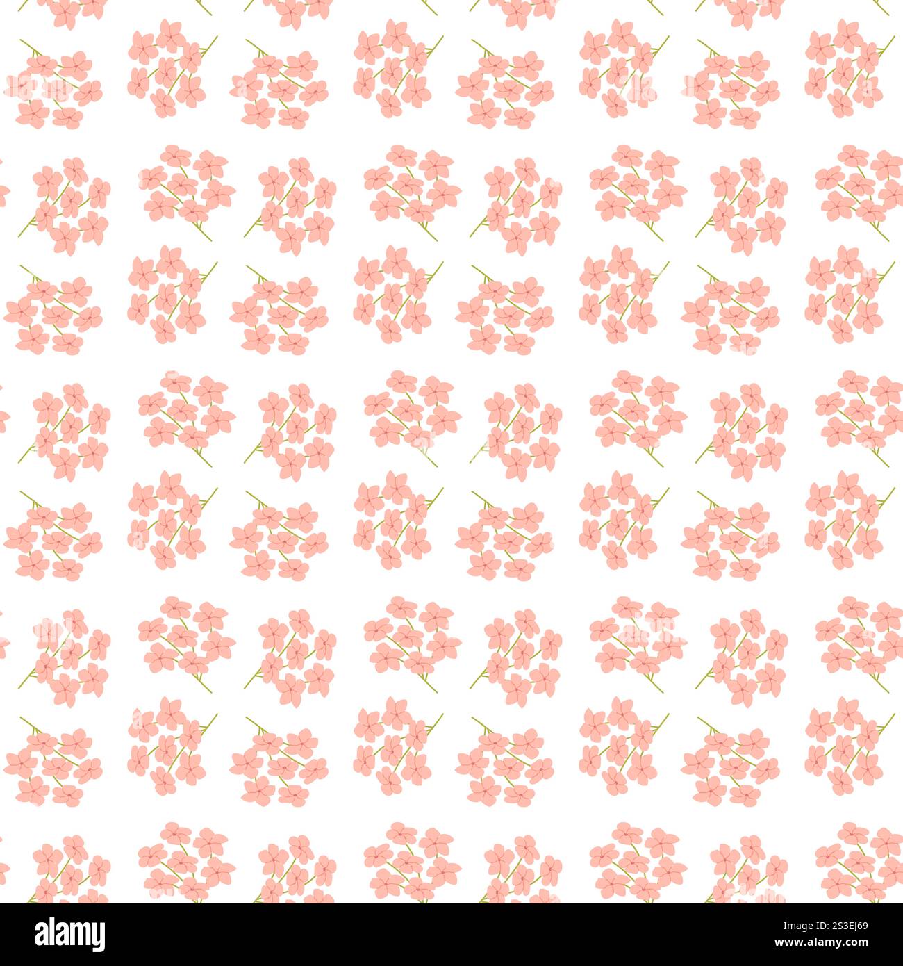 Pink cherry blossom pattern on white background with delicate floral ...
