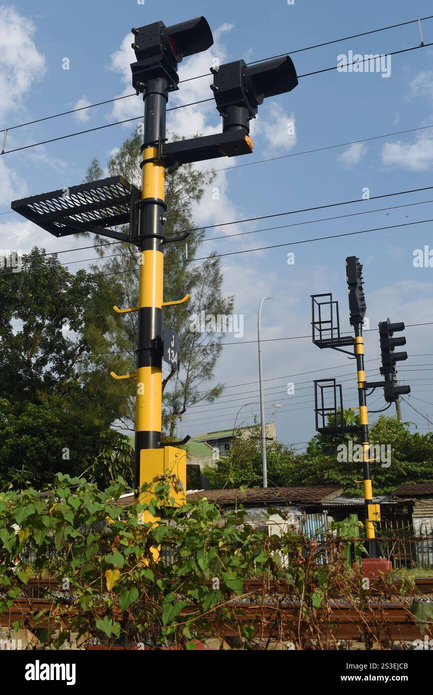 Railway signalling system in Indonesia Stock Photo - Alamy