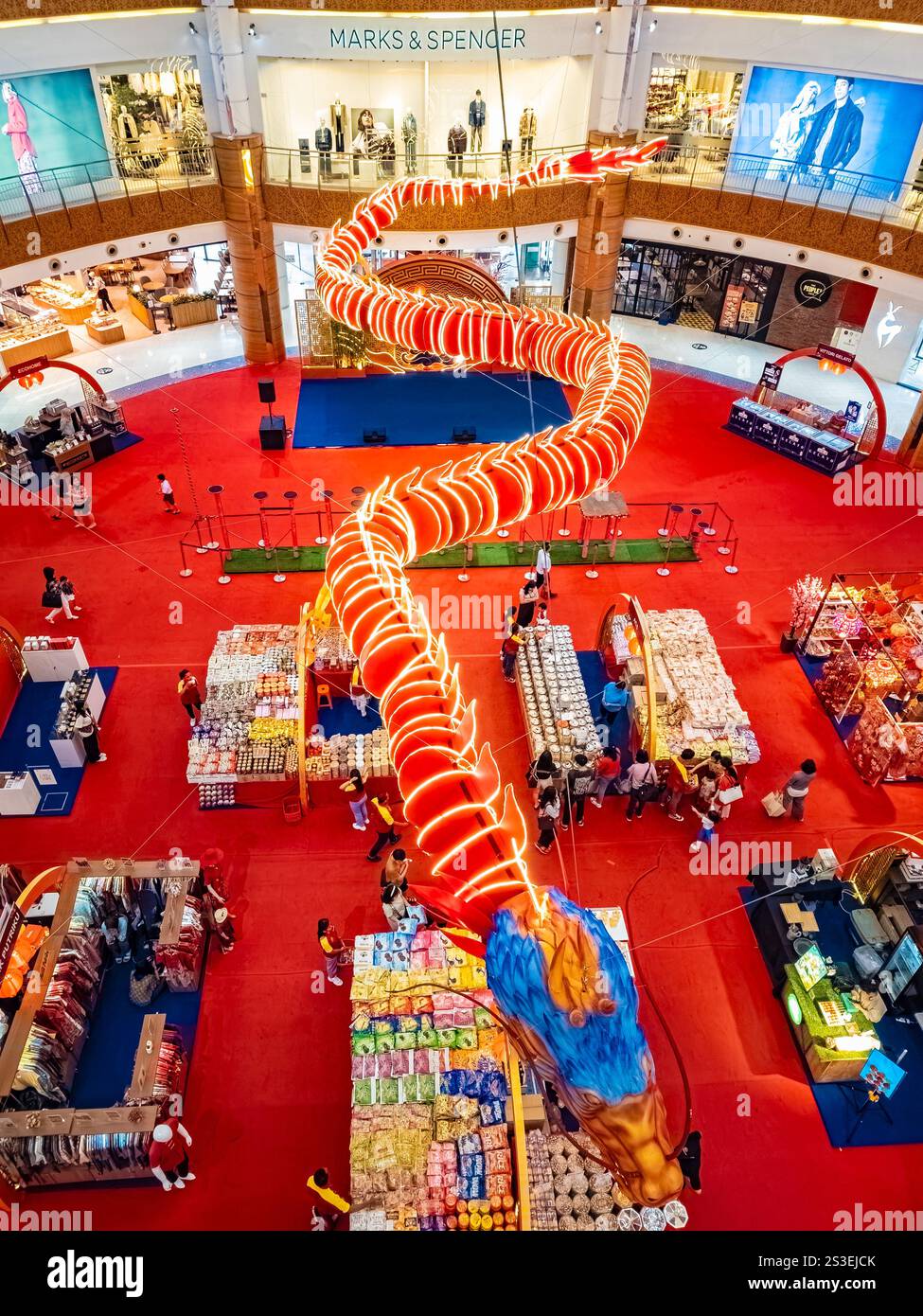 Tangerang, Indonesia - January 2024: A red dragon decoration in a mall ...