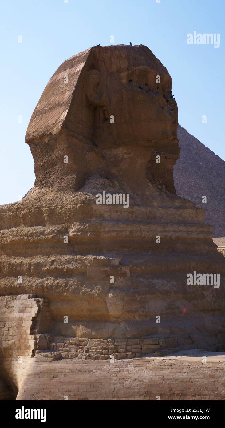 The Great Sphinx with the Pyramid of Kheops behind, Giza, Cairo, Egypt ...