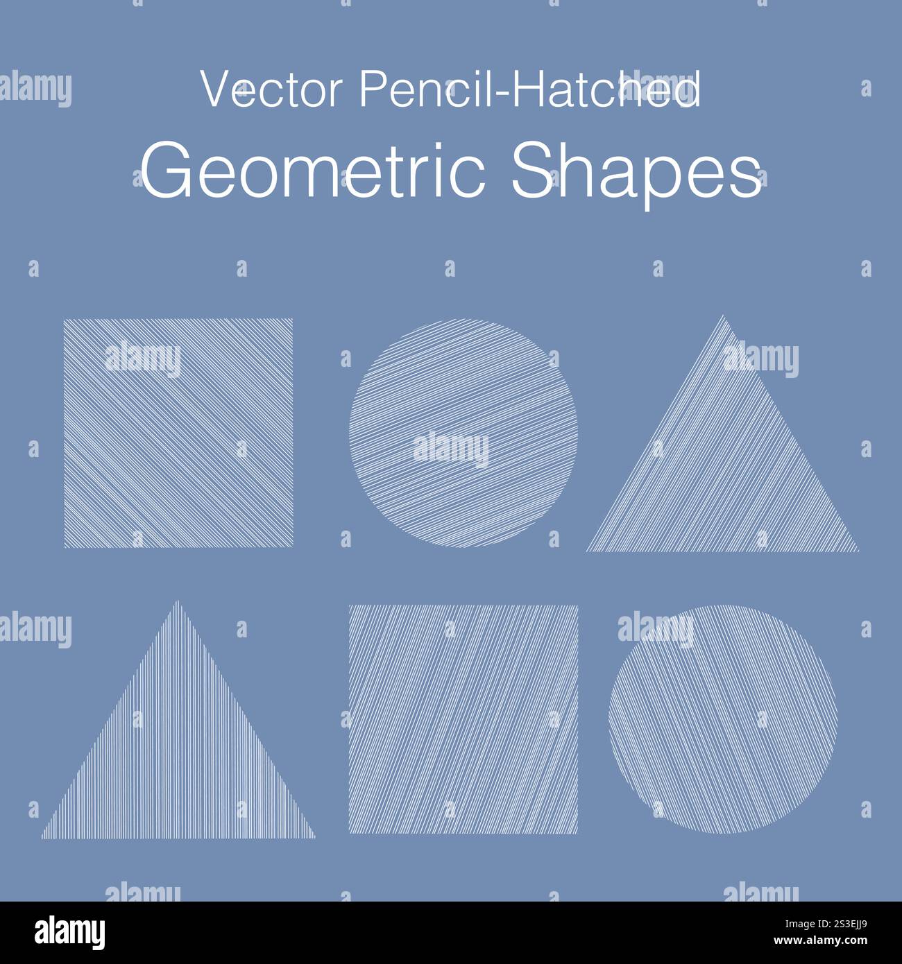 Pencil hatched shapes Vector Clipart Set basic geometric shapes circle ...