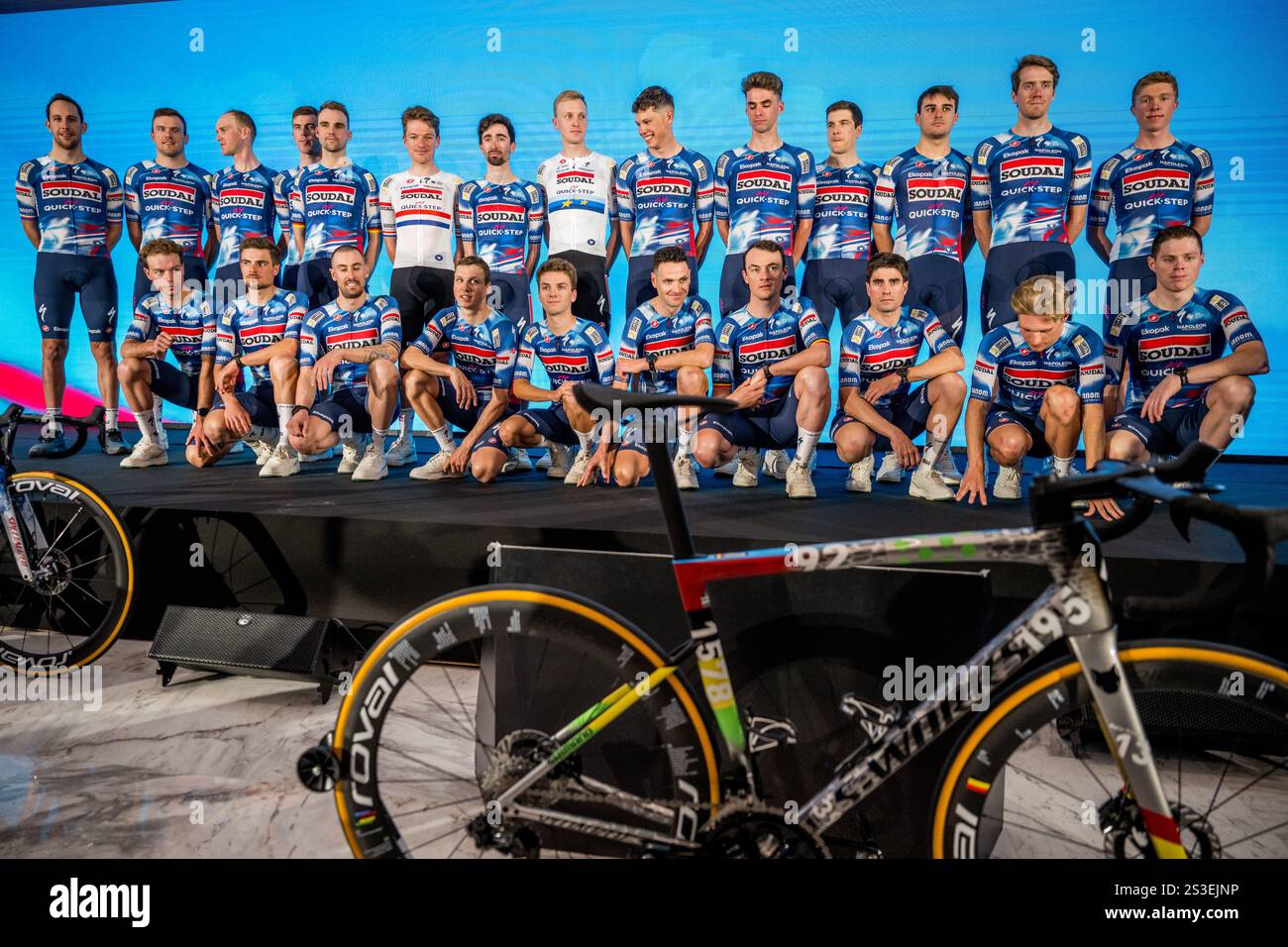 Calpe, Spain. 09th Jan, 2025. Soudal Quick-Step riders pictured during ...