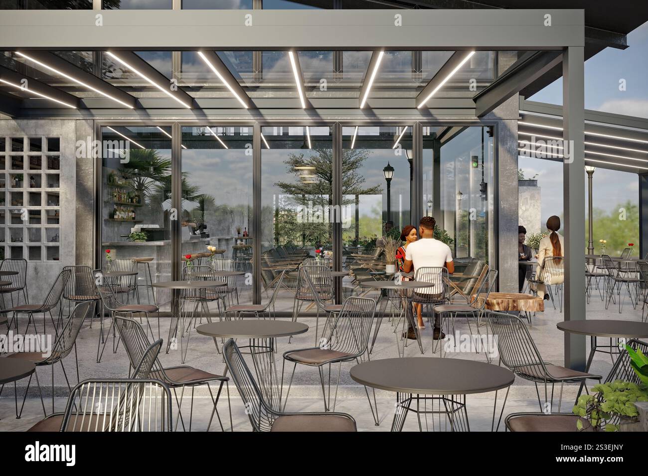 3d render of cafe restaurant Stock Photo - Alamy