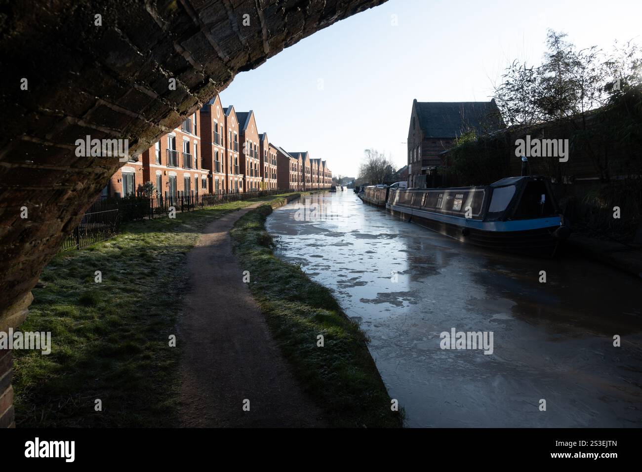 The Grand Union Canal in winter from under the Coventry Road bridge ...