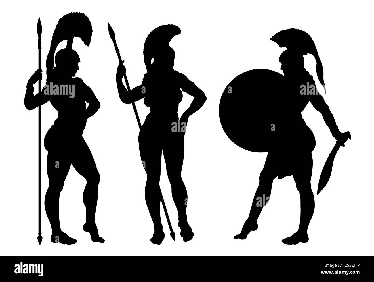Women Warriors - Amazons. Handmade drawing with mythical female ...