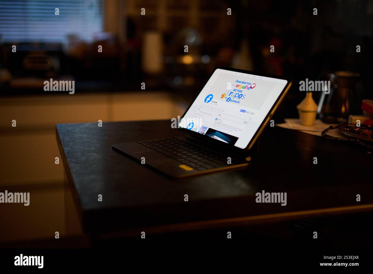 The Facebook homepage is seen on a computer screen in this illustration ...