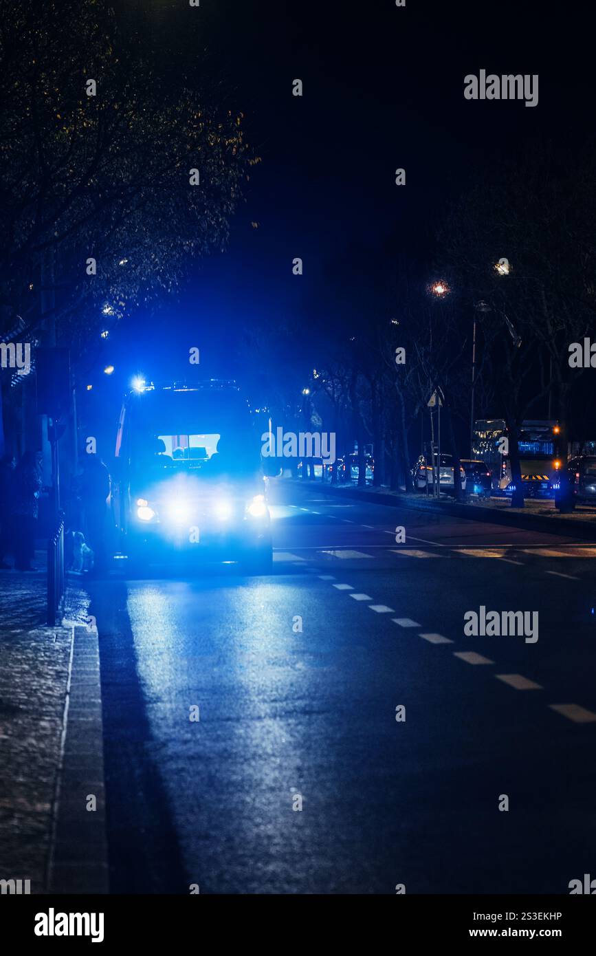 Nighttime emergency vehicles city street hi-res stock photography and ...