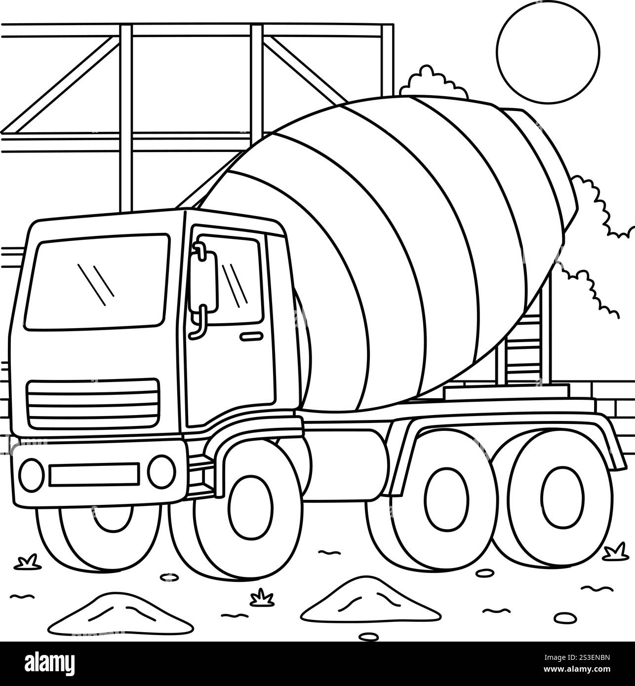 Construction Mixer Coloring Page for Kids Stock Vector Image & Art - Alamy