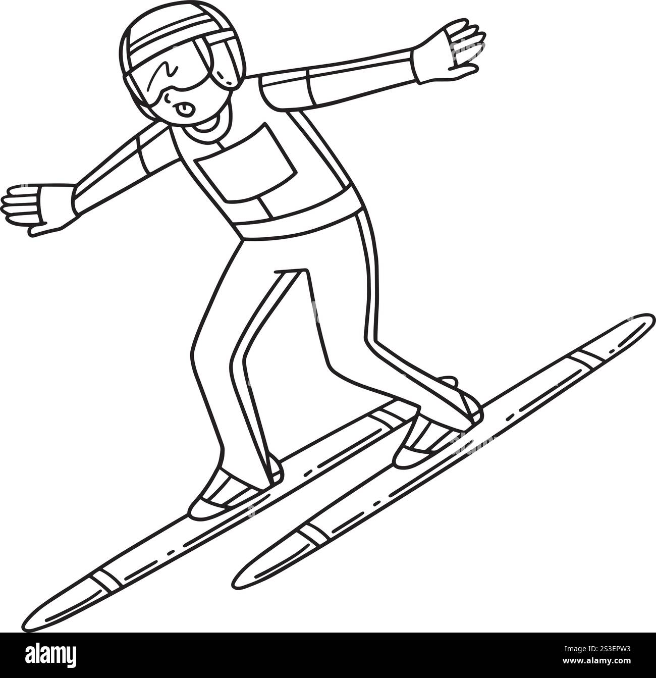 Ski Jumping Ski Jumper Telemark Landing Isolated Stock Vector Image ...