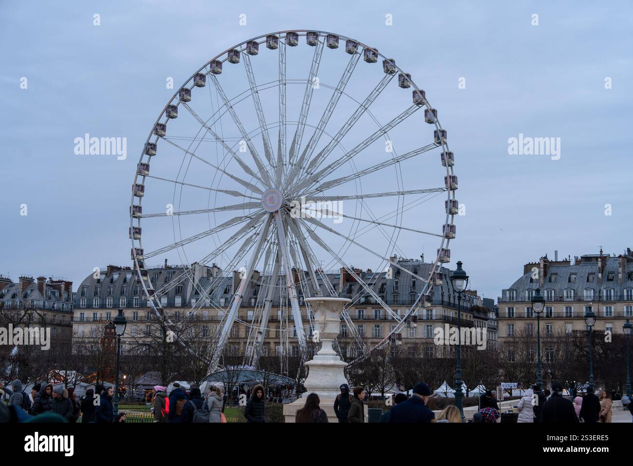 Ferris wheel attraction in Paris with beautiful architecture in ...