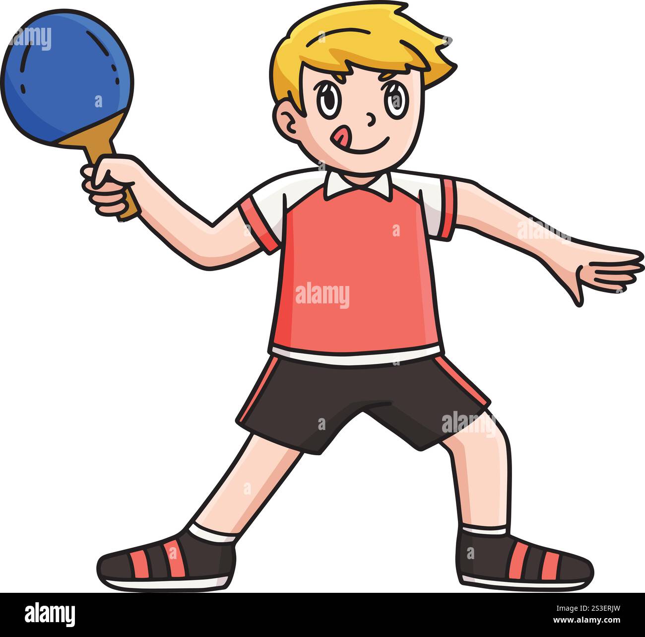 Table Tennis Player in a Defensive Stance Clipart Stock Vector Image ...