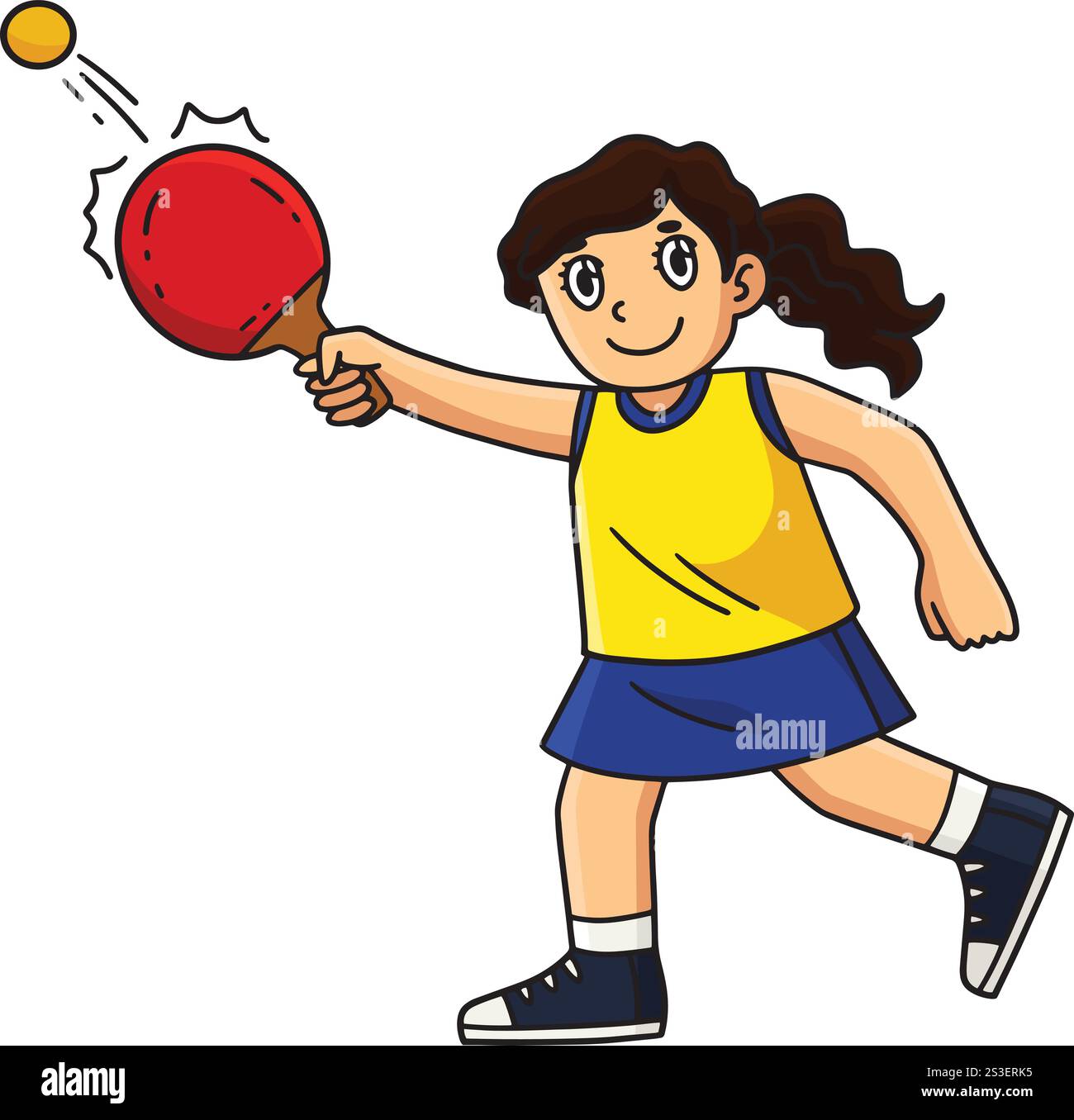 Female Table Tennis Player Hitting a Ball Clipart Stock Vector Image ...
