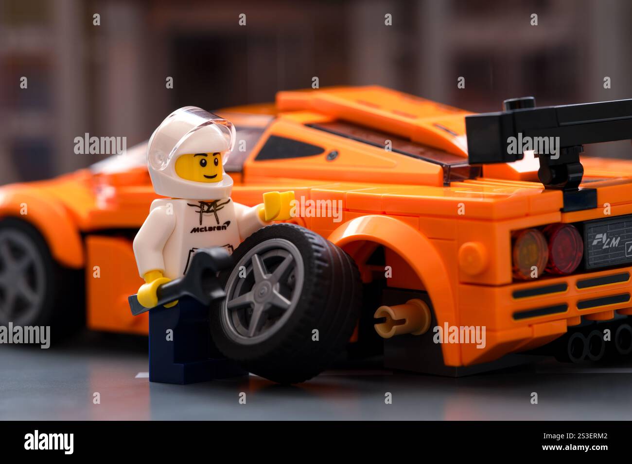 Tambov, Russian Federation - January 05, 2025 Lego driver minifigure ...