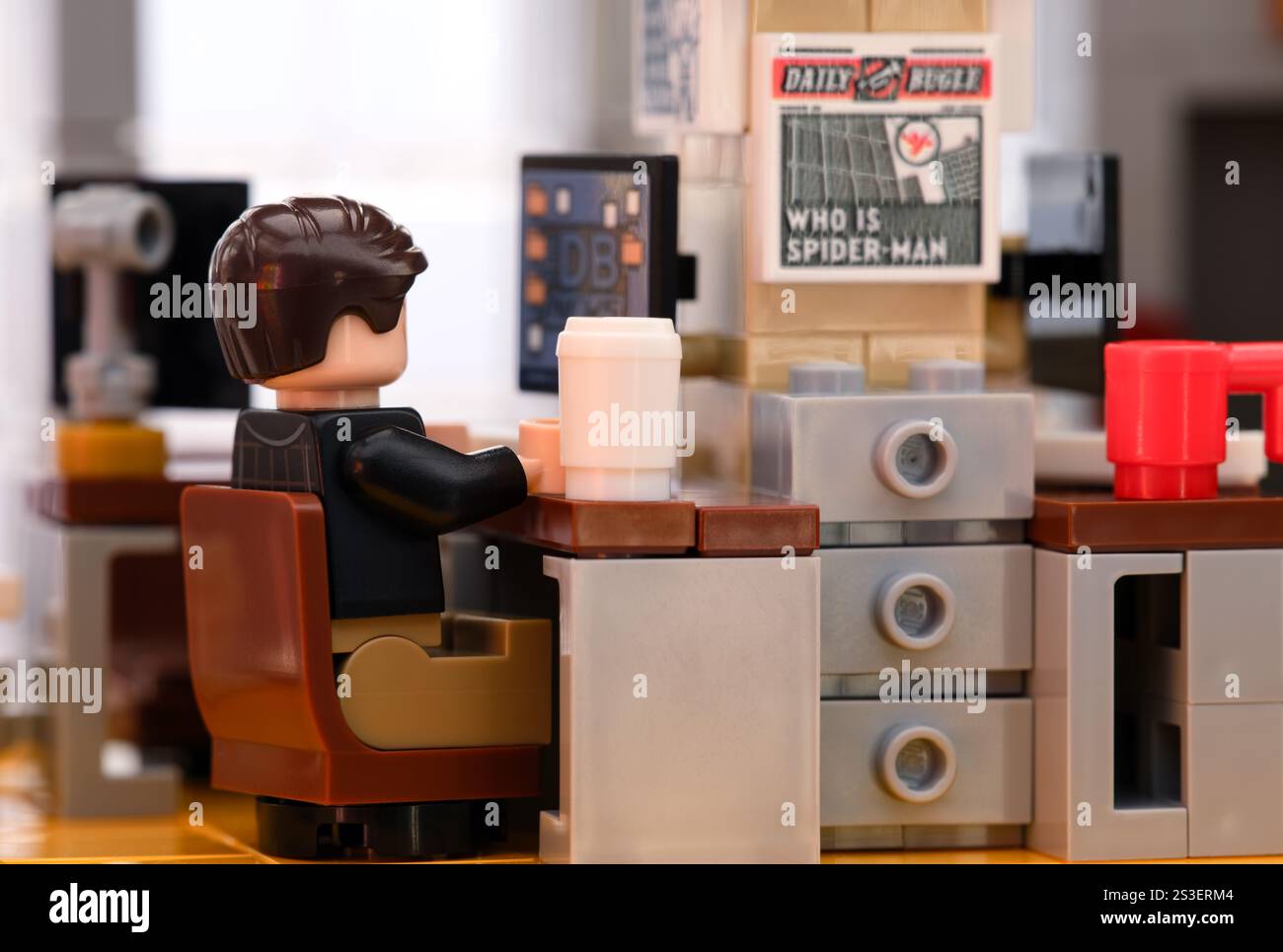 Tambov, Russian Federation - January 06, 2025 Lego office worker ...