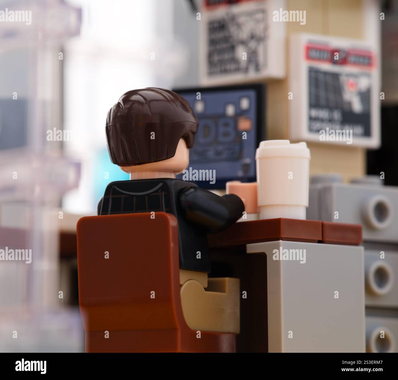 Tambov, Russian Federation - January 06, 2025 Lego office worker ...