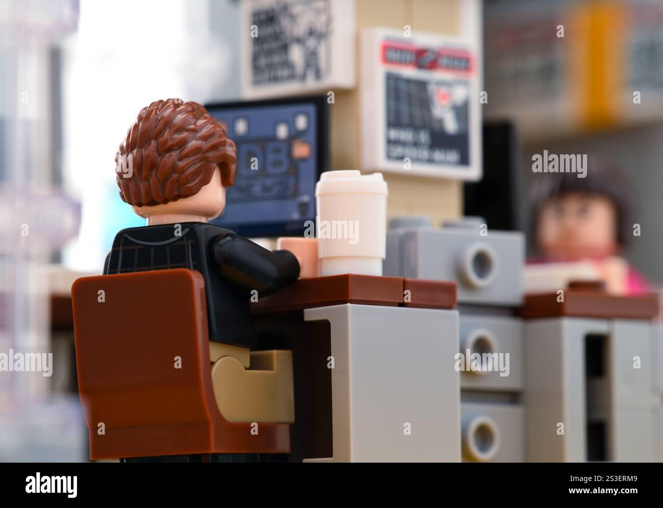 Tambov, Russian Federation - January 06, 2025 Lego office with office ...