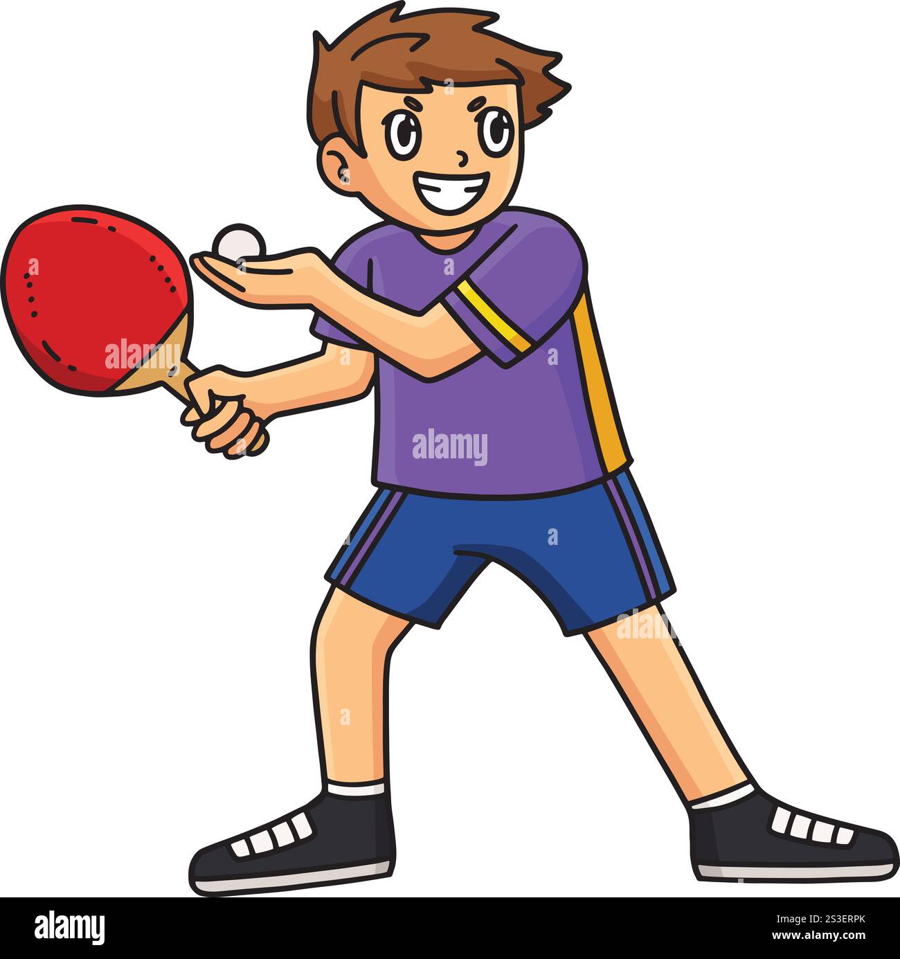 Table Tennis Player Serving Ball Cartoon Clipart Stock Vector Image ...