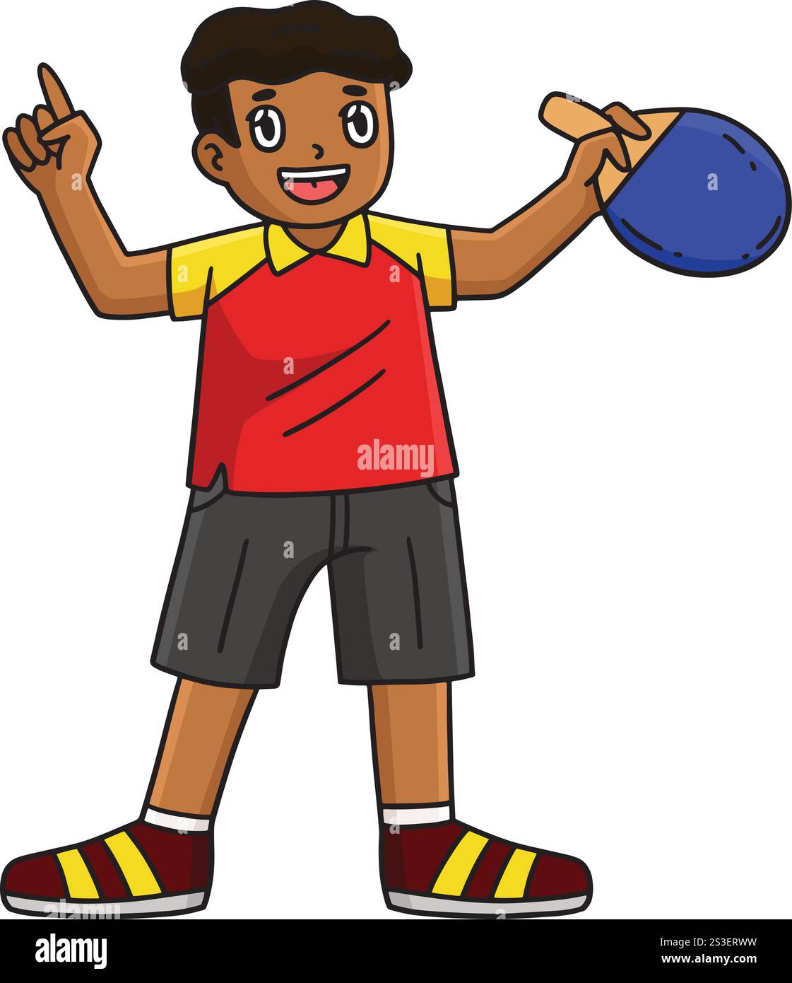 Table Tennis Player Holding Racket Cartoon Clipart Stock Vector Image ...