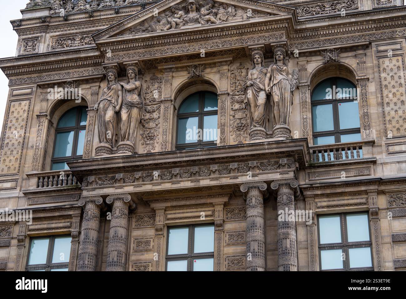Intricate architectural details of a historic building in a bustling ...