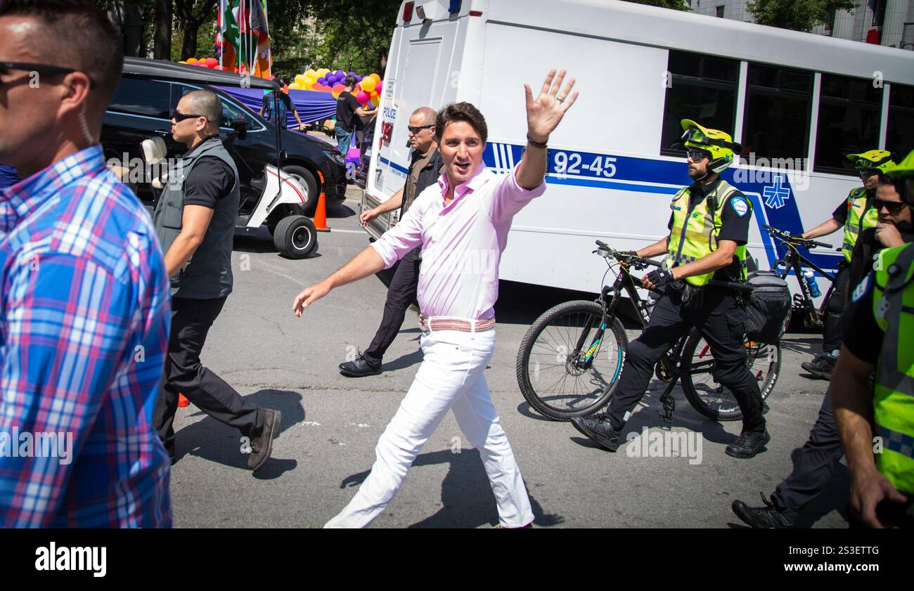 Prime minister of Canada, Justin Trudeau, arriving at the Montreal ...