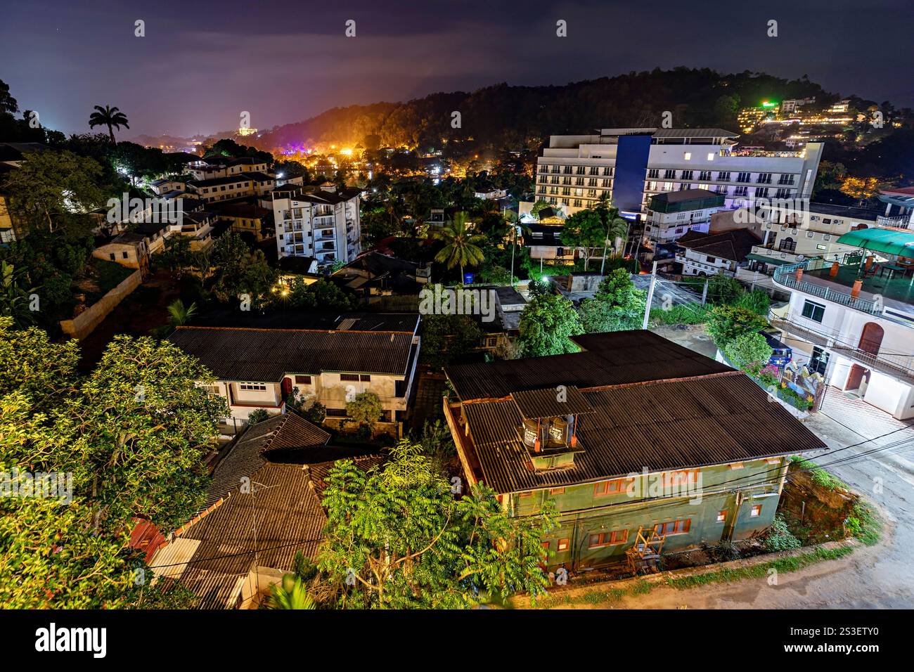The city of Kandy in Sri Lanka at Night Stock Photo - Alamy