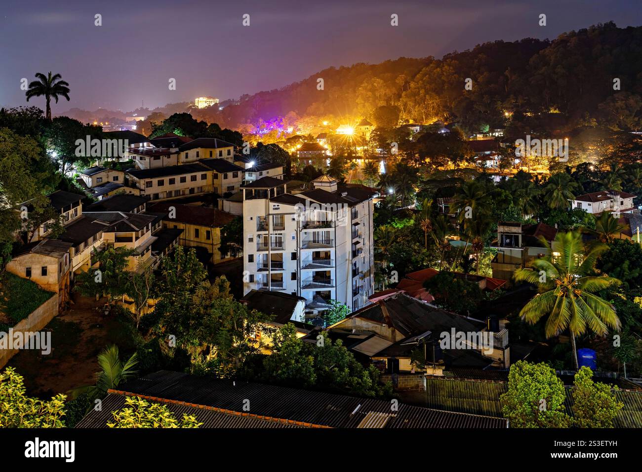 The city of Kandy in Sri Lanka at Night Stock Photo - Alamy
