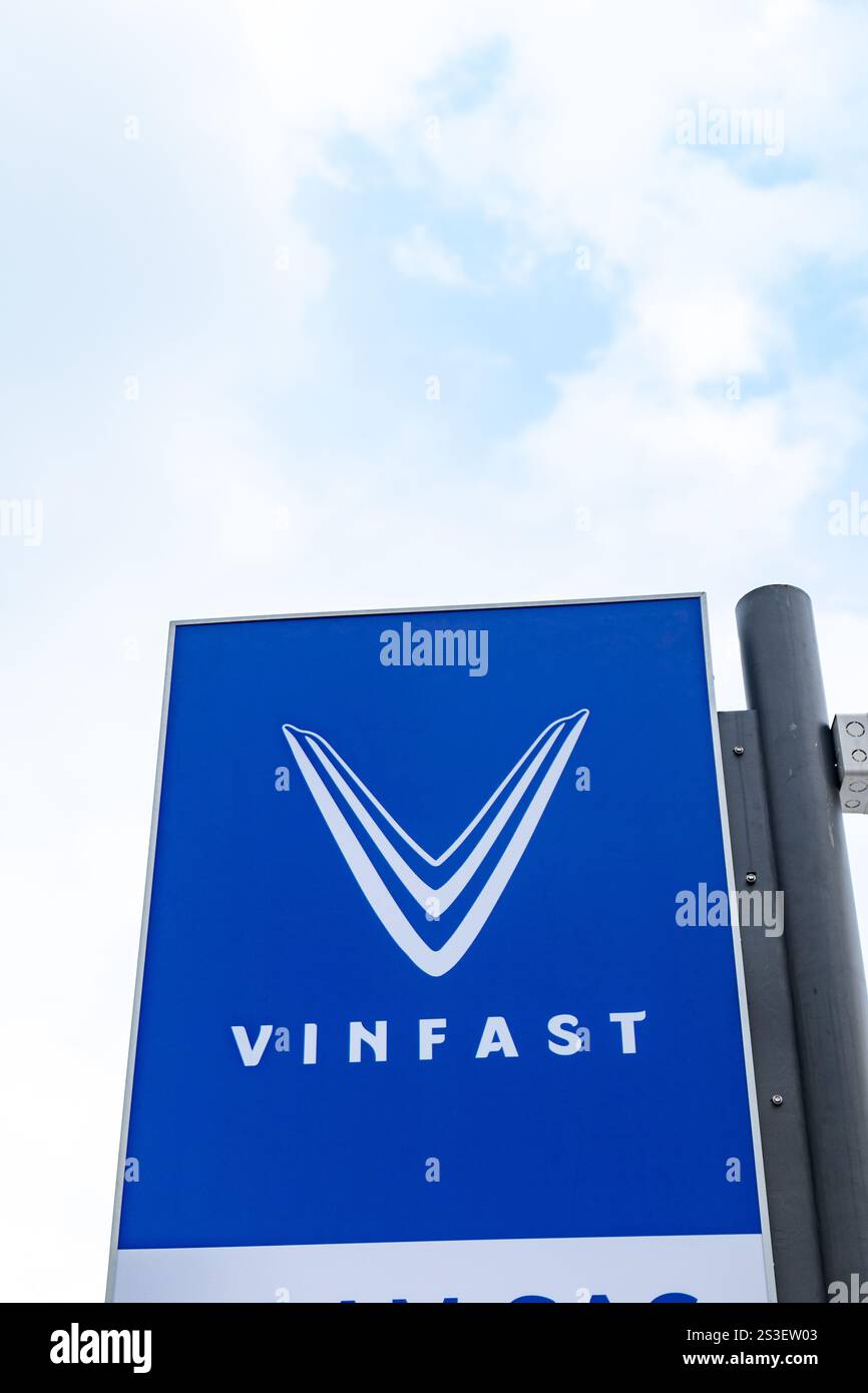 Hanoi, Vietnam - 01.09.2024: Vinfast company logo sign in Vietnam ...