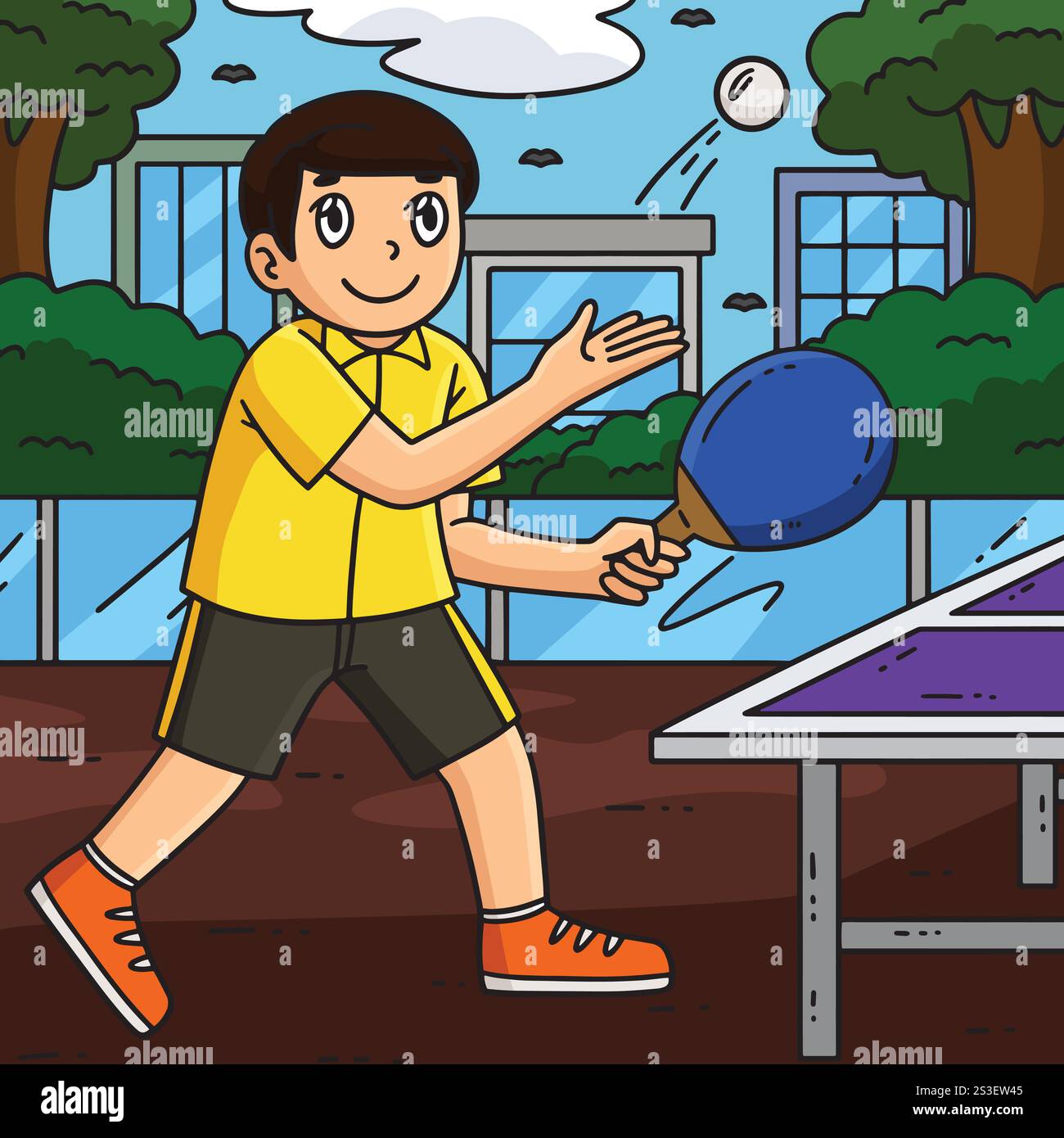 Table Tennis Player doing a Toss Serve Colored Stock Vector Image & Art ...